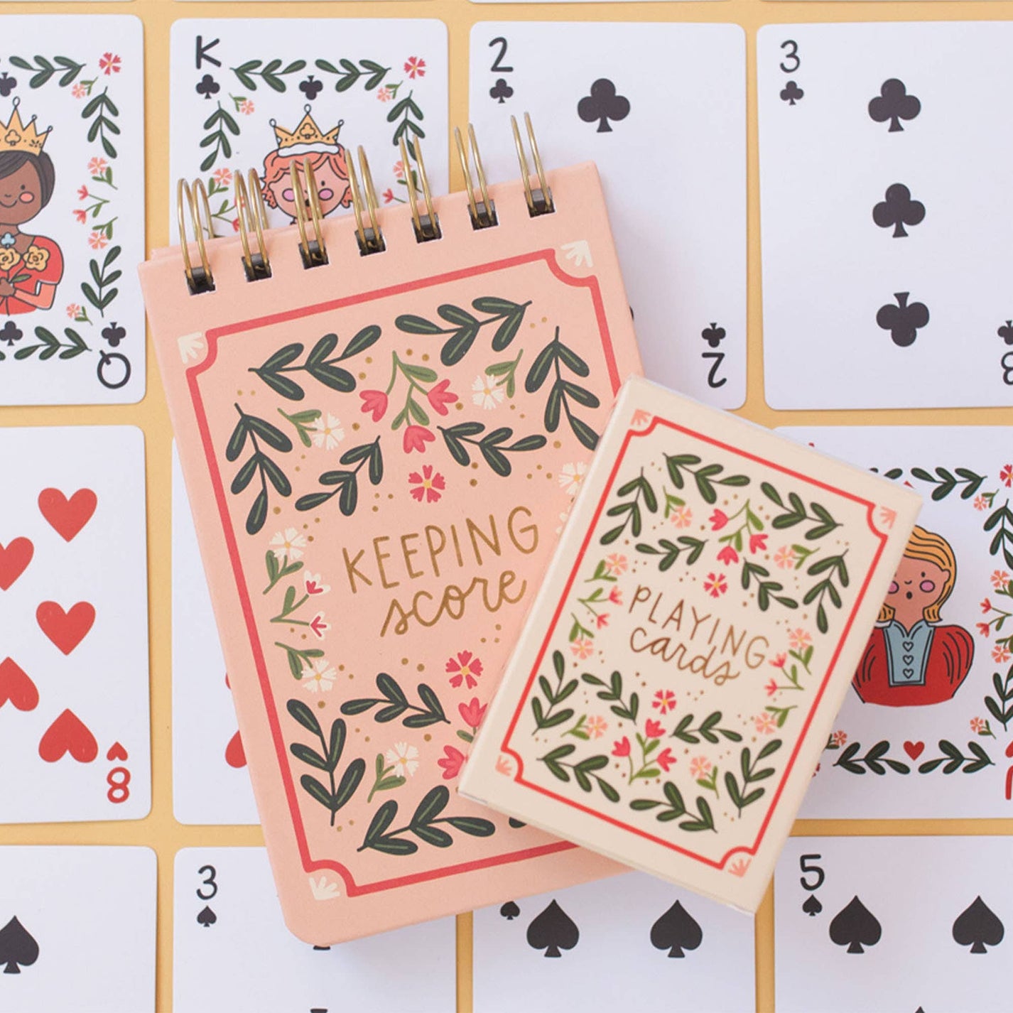Floral Game Night Set of Playing Cards & Notebook – AllyOops Boutique