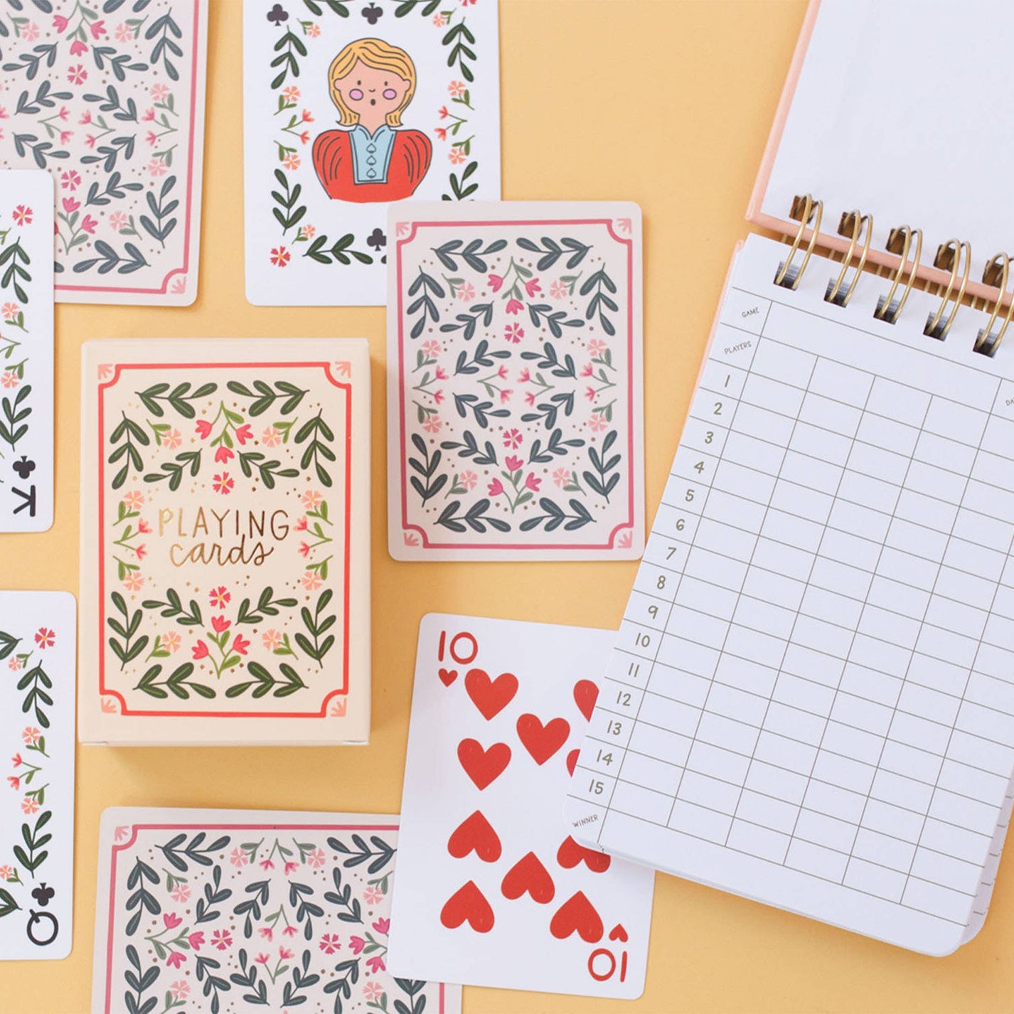 Floral Game Night Set of Playing Cards & Notebook – AllyOops Boutique